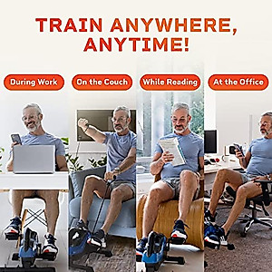 Lifepro 3-in-1 Under Desk Bike Pedal Exerciser with Resistance Bands, Arm & Leg Mini Exercise Bike Desk Exercise Equipment, Foot Peddler Exerciser for Seniors, Desk Workout Compatible with Fitness App