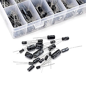 YIWANSON 500 Pcs Capacitor Kit, Aluminum Radial Electrolytic Components, 24 Value Range 0.1uF - 1000uF 10v/16v/25v/50v Capacitors Assortment Kit for Repair TV, LCD Monitor, Radio, Car Audio