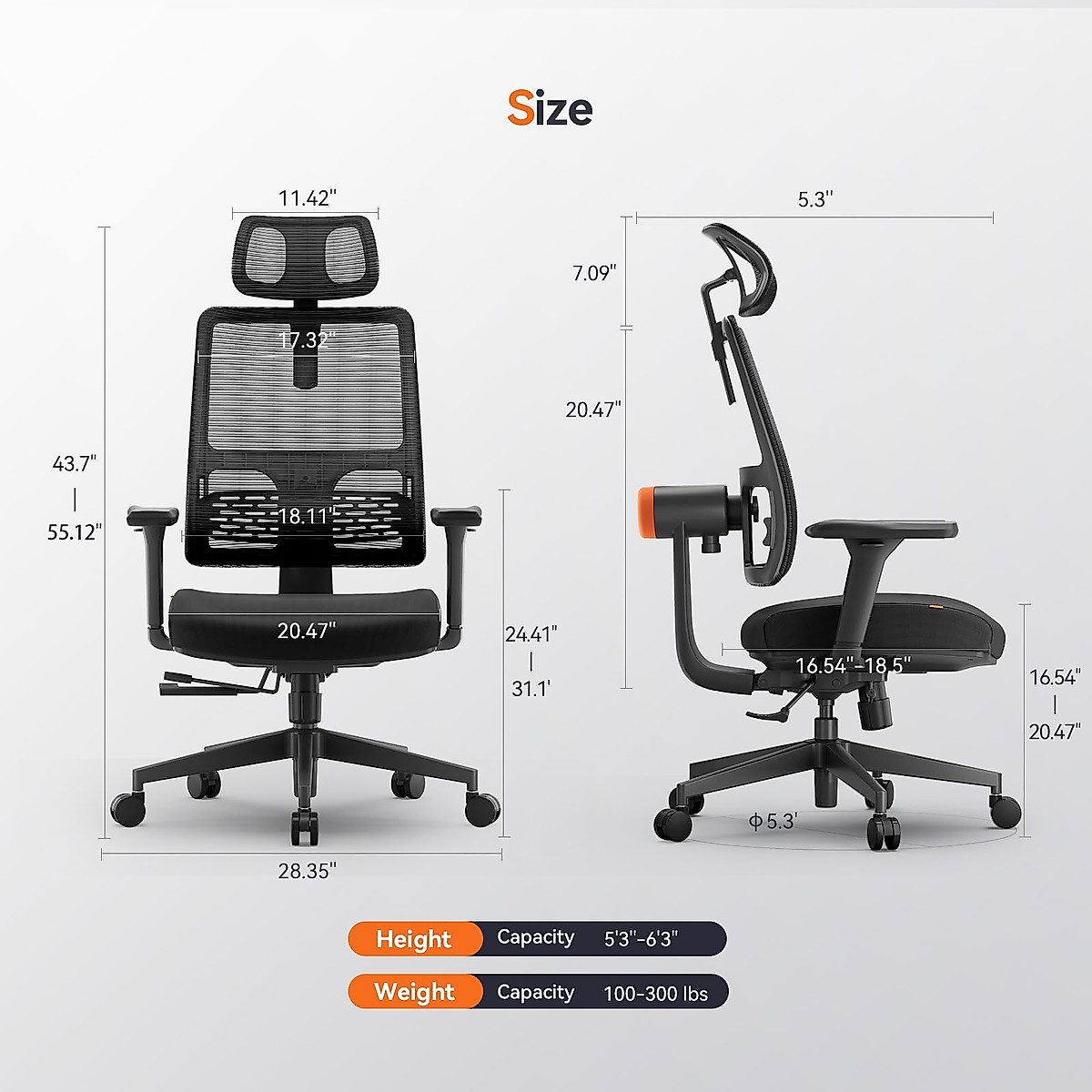 Newtral Ergonomic Office Chair, Home Office Desk Chair with Adaptive Lumbar Support, 4D Armrest, Adjustable Headrest, Mesh Back, Tilt Lock