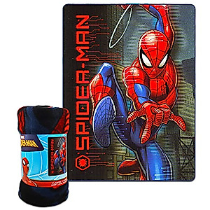 Marvel Spiderman Fleece Throw Blanket and Tote Bundle - Spiderman Kids and Teens Blanket, Tote, Stickers, and More for Boys & Girls (Size 40" x 50")