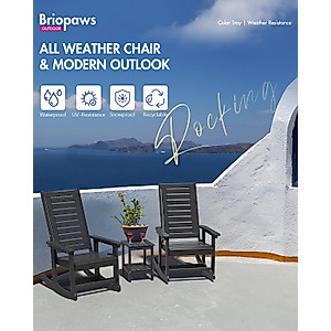 BRIOPAWS Outdoor Rocking Chairs | Set of 2 | Porch Rockers | HDPE Plastic| Black | Oversized | Patio Rocker Chair | High Back | for Big Man | Weather Resistant | for Outside Deck Balcony Backyard