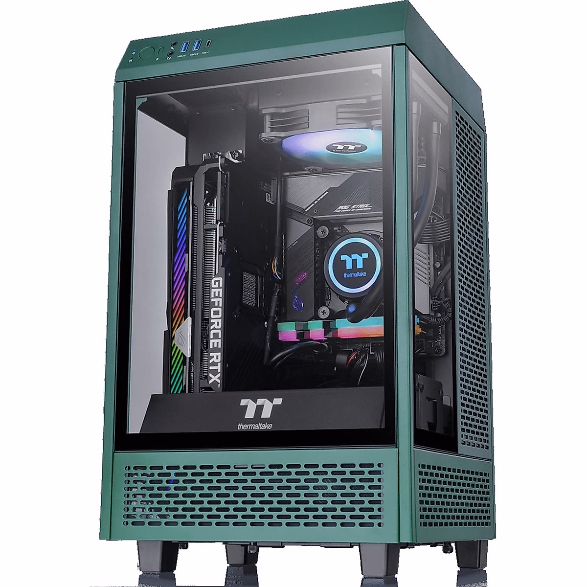 Thermaltake Tower 100 Racing Green Edition Tempered Glass Mini Tower Computer Chassis Supports Mini-ITX CA-1R3-00SCWN-00