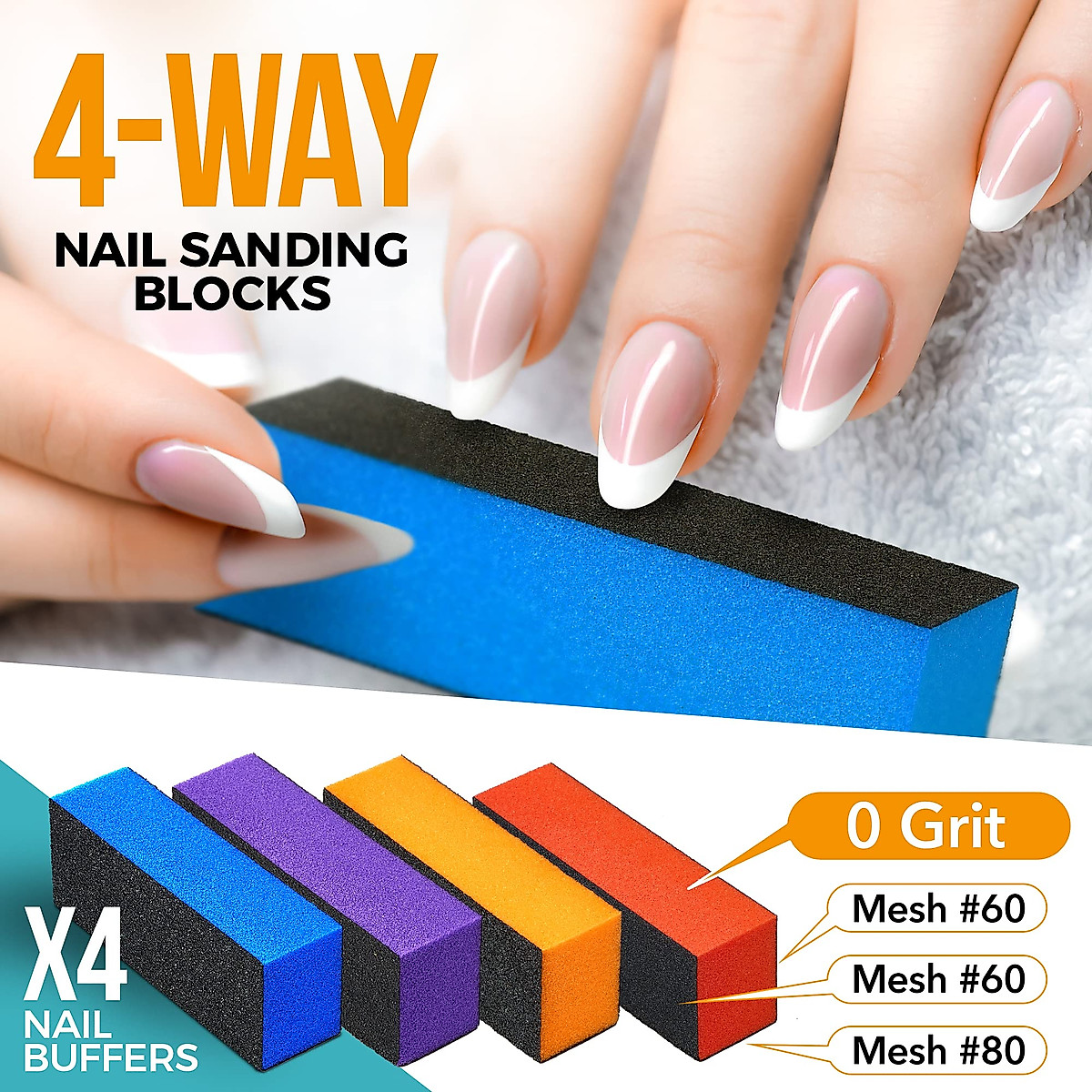 Nail Buffer Block, 12 pcs 4 Sided Sanding Buffers for Acrylic and Natural Nails, Medium 60/80 Grit Nail Buffing Block & Pedicure Manicure Tool by CHELLO