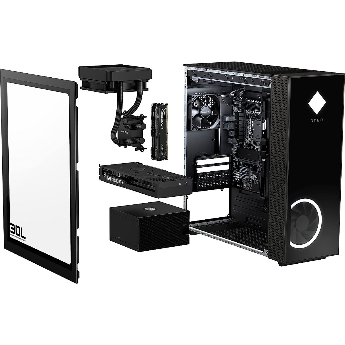 HP 2022 OMEN 30L Gaming Desktop Liquid Cooled AMD Ryzen 7 5800X 8-Core CPU NVIDIA GeForce RTX 3080 (12GB GDDR6X) 32GB XMP RGB DDR4 1TB SSD + 2TB HDD Tempered Glass Panel Windows 10 w/RE 32GB USB