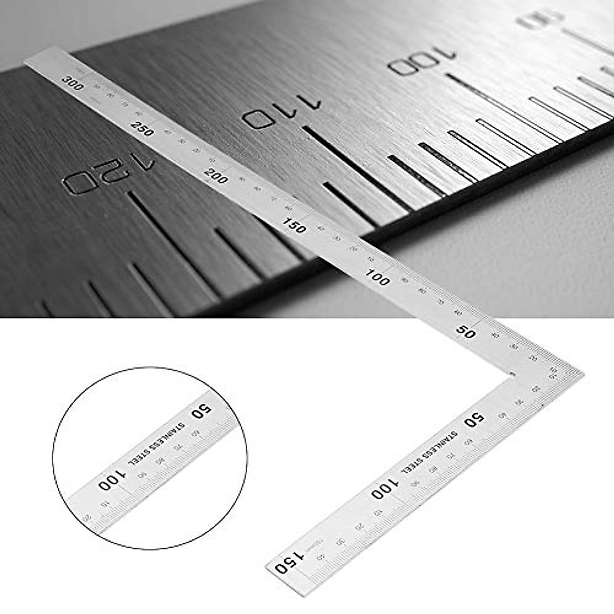 Carpentry Squares, Framing Square, Stainless Steel 300x150mm 90 Degree Right Angle Ruler, Measurement Square Tool, for Carpenters and Builders
