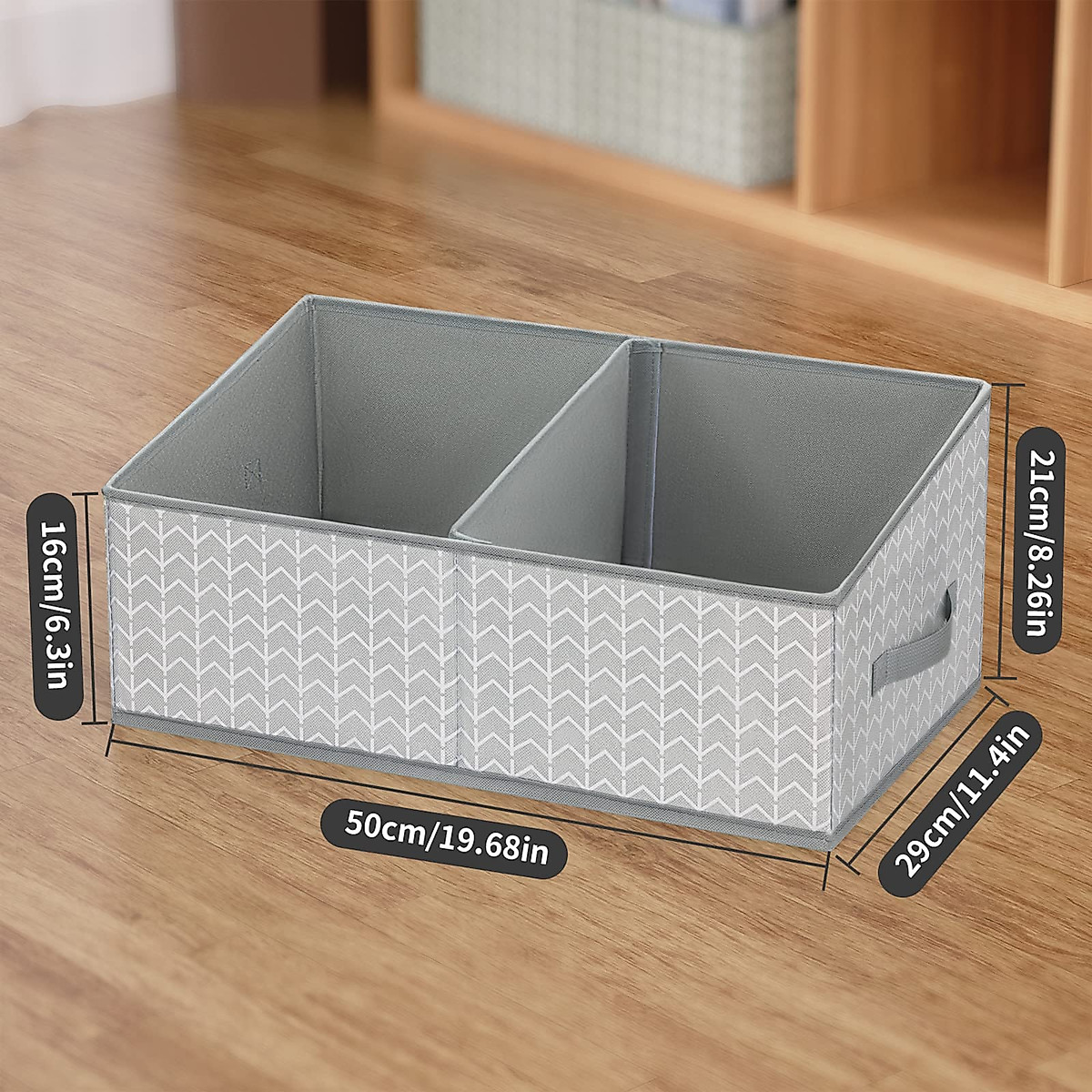 DIMJ Trapezoid Storage Bins, 3 Packs Closet Baskets, Foldable Fabric Baskets for Clothes, Baby Toiletry, Toys, Towel, DVD, Book Arrow