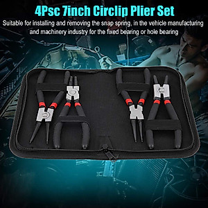 Snap Ring Pliers Set, 4-Piece Heavy Duty Circlip Pliers Set 7-inch Internal/External Circlip Pliers Kit with Straight/Bent Jaw for Ring Remover Retaining and Remove Hoses