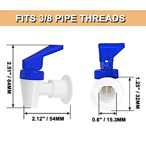 LifCratms 2Pcs Replacement Cooler Faucet, 2 Blue Internal Thread Plastic Spigot Water Dispenser Tap Set for Water Cooler Dispenser Water Bucket