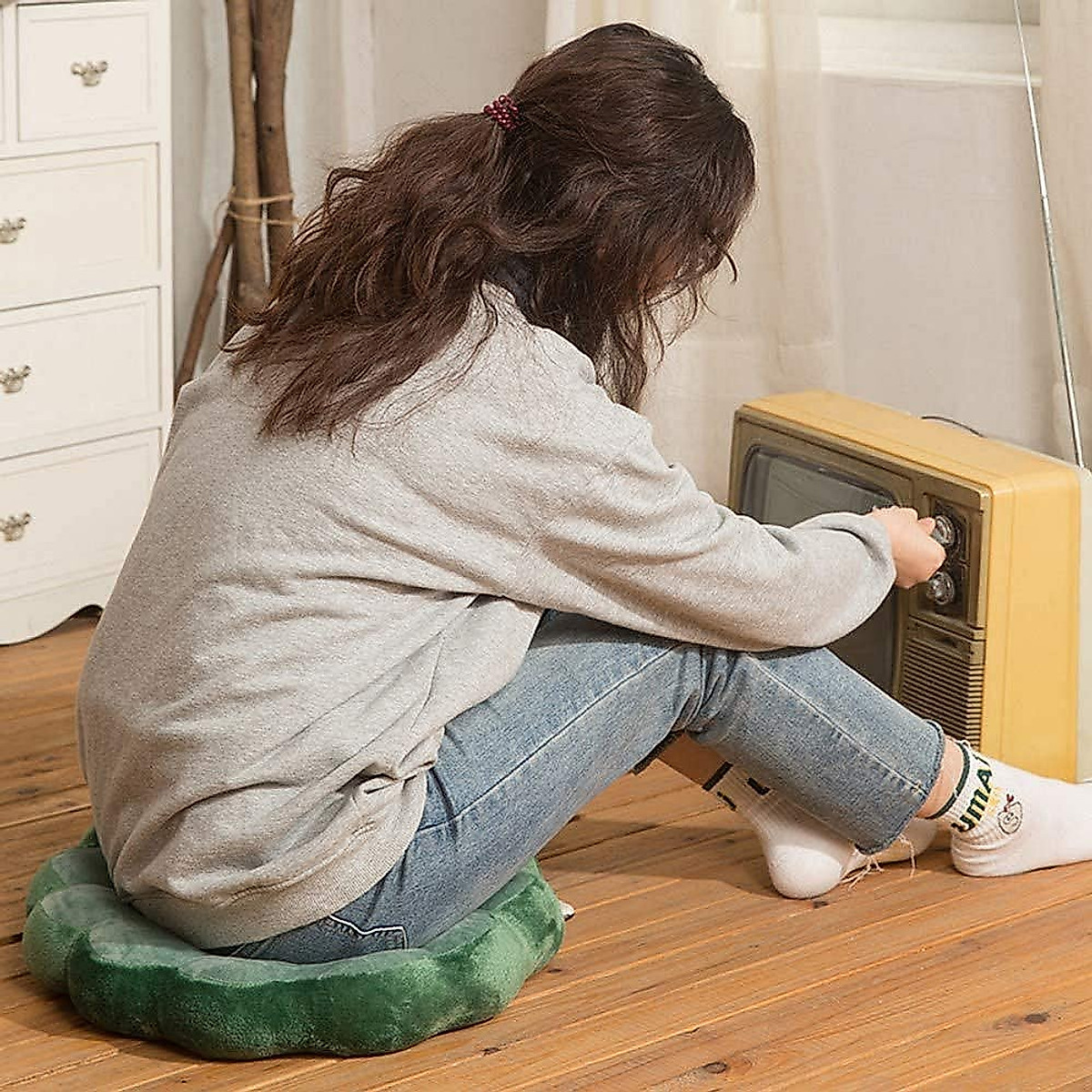 PUXU Cartoon Plush Animal Home Office Chair Student Round Padded Cushion Cute Cushion Plush Plush Decorative Cushion Often Cushion (42cm/16.5in,Strawberry Round)