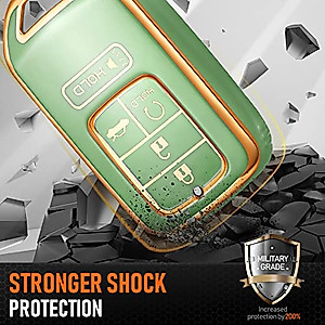 Toykee Key Fob Cover Keychain Accessories for Honda for Accord Civic CR-V CRV Pilot Passport HRV EX EX-L Touring Odyssey 5 Buttons, TPU Case(Green)