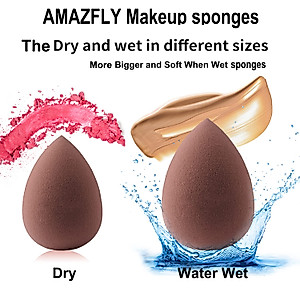 Amazfly 2 PCS Air Cushion CC Cream Mushroom Head Foundation, Moisturize BB Cream Makeup Long Lasting Matte Concealer Bright Makeup Base with Mushroom Makeup Sponge and Powder Brush (Natural)
