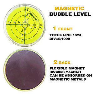 Magnetic Round Bubble Level Tool Bullseye Inclinometer Machinist Pocket Precision Spirit String Circular - Trailer Rv Leveling System Blocks Table Post Indicators Camper Leveler Magnet 2.4 Inch 60mm
