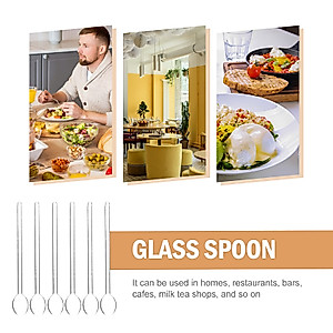 DOITOOL 6Pcs Clear Glass Espresso Spoons Teaspoons, Glass Stirring Spoons Coffee Mixing Spoons Coffee Tea Stirrers for Home Bar Party, 5.58