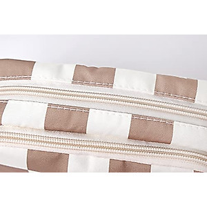 Moaneji Cute Large Capacity Pencil Pouch Aesthetic Checker Canvas Pencil Case Organizer Fashion Stationary Bag Big Pen Holder for Art Suppliers Small Makeup Bag(Brown)