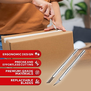 XFasten Exacto Knife Set of 2 Exacto Knives for Crafting with 60 Exacto Knife Blades | Precision Hobby Knife Set for Art Cutting Craft Knife Tool Model Knife Modeling Knife for Clay Mat Plastic, Paper