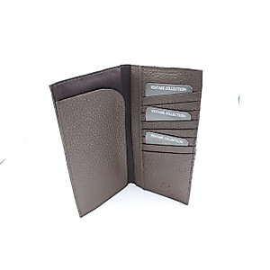 EastMeetsWest Western Dark Brown Hand Tooled Horse Head Horse Shoe Genuine Leather Bi-Fold Men's Rodeo Long Wallet