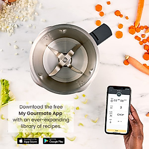 Gourmate Smart All-in-1 Multi-Cooker, 10+ Cooking Functions, Built-in Scale, Guided Recipes, Steam, Cook, Knead, Bluetooth App Connectivity, 2.3 QT, White