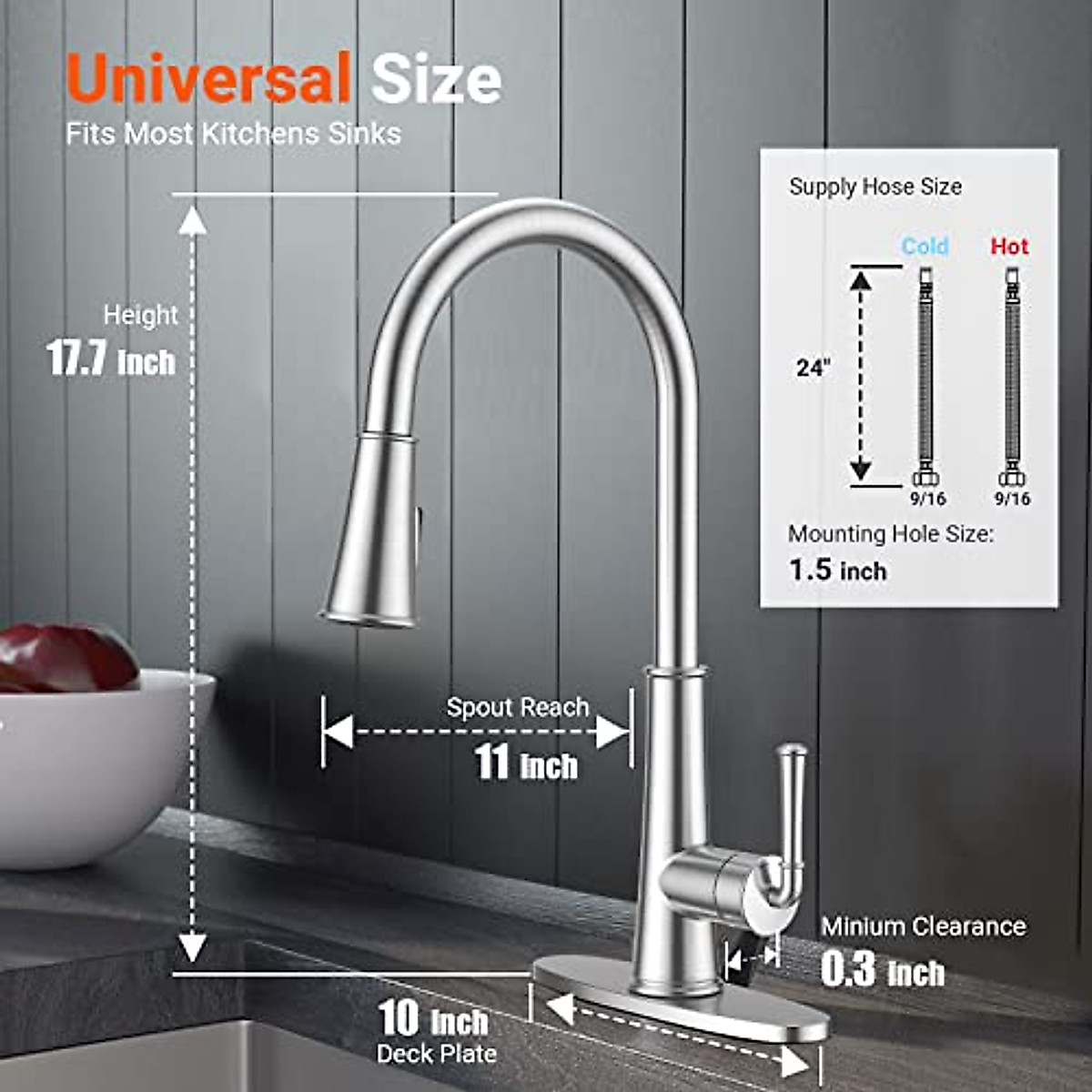 Kitchen Faucet with Pull Down Sprayer - LEPO Kitchen Sink Faucet with Led Light, Brushed Nickel, High Arc Commercial Stainless Steel Pull Out Rv Kitchen Faucet Bar（No Batteries Required）