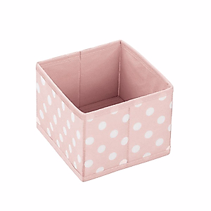 mDesign Soft Fabric Polka Dot Dresser Drawer and Closet Storage Organizer, Bin for Child/Kids Room, Nursery, Playroom, Bedroom, 12 Pack - Pink/White