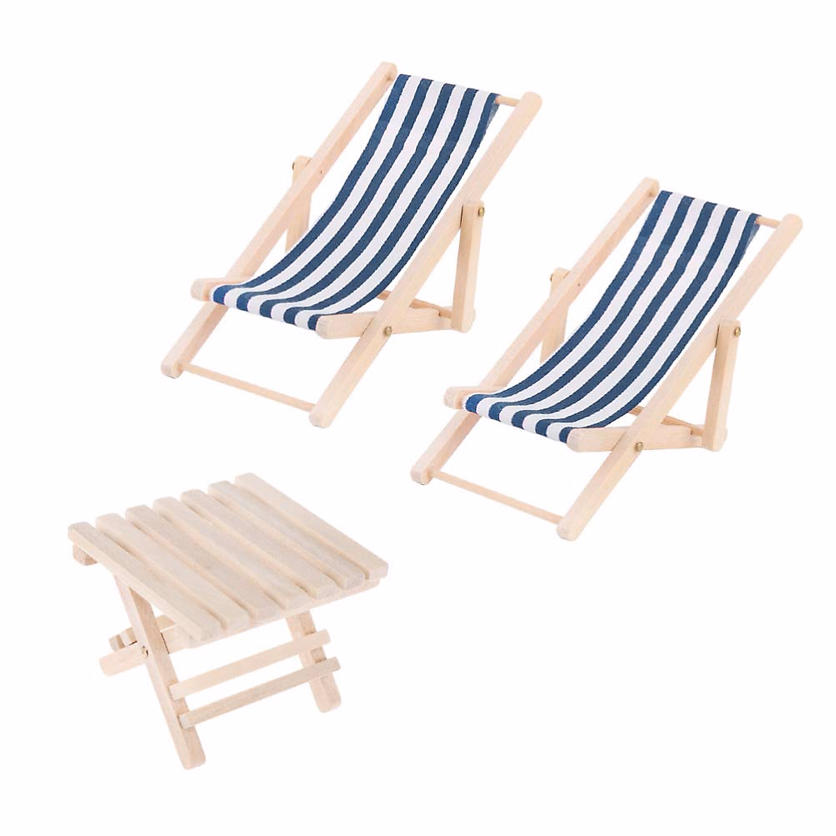 STOBOK 1:12 Mini Wooden Beach Chair, Miniature Beach Chair Longue Deck Chair Mini Beach Chairs Mini House Furniture Miniature Adornments for Craft Dollhouse Accessories