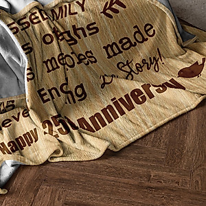 25th Anniversary Blanket Gifts 60"X 50" - Gift for 25th Wedding Anniversary - 25 Years of Marriage Gifts for Dad Mom Friends Grandparents - 25th Wedding Anniversary Blanket Gifts for Husband Wife