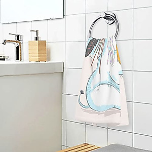 ALAZA Cute Baby Elephant Boho Beige Hand Towels for Bathroom 1OO% Cotton 2 pcs Face Towel 16 x 28 inch, Absorbent Soft & Skin-Friendly