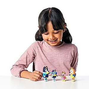 Bluey Figure 4-Pack, Family Beach Day 2.5-3 Inch, Bingo, Bandit and Chilli Character Figures with Accessories