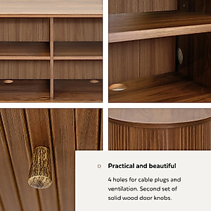 WERMO 55'' Sideboard Storage Cabinet with Doors and Shelves - Credenza Storage Cabinet for Office, Bedroom Storage Cabinet, Hallway Storage Cabinet, Console Storage Cabinet (Walnut)