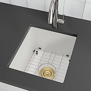 Lonsince Bar Sink,Undermount Bar Sink 16 X 18 Inch,Small RV Sink,Small Bar Sink,White Bar Sink,Granite Undermount Sink,Quartz Classic Kitchen Sink White