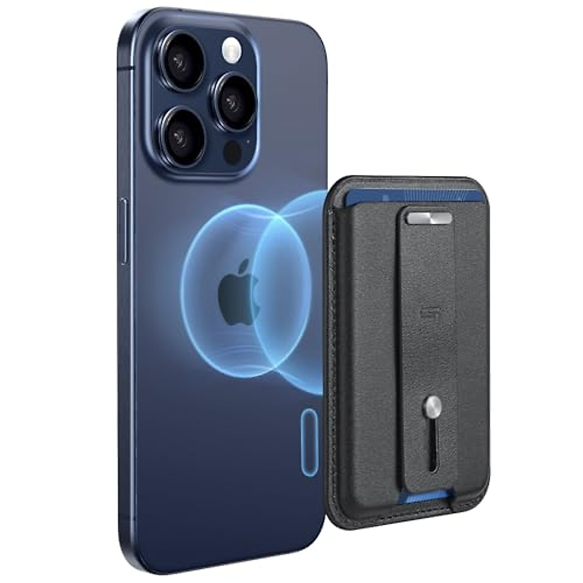 ESR Magnetic Wallet, Compatible with MagSafe Wallet, 3-Card Holder, Vegan Leather, for Secure-Grip Finger Loop, for iPhone 15/14/13/12 Series, Not for 13/12 Mini, Black