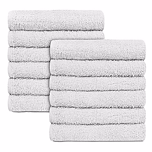 American Terry Mills 100% Cotton Economy Salon Towels Gym Towels Hand Towel, Maximum Softness, Absorbency & Durability, (15" L x 25" W 2.25Lbs/Doz, White, 24 Piece