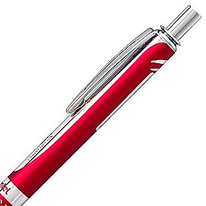 Pentel EnerGel Alloy Retractable Liquid Gel Pen, Red Barrel, Black Ink, 1 pack (BL407B-A)