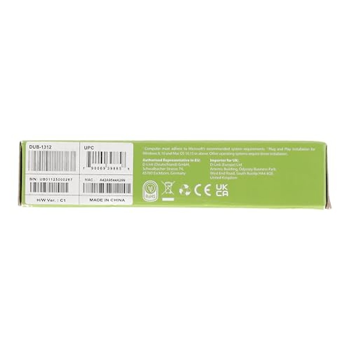 D-Link USB 3.0 to Gigabit Ethernet Adapter - USB to RJ45 for 10/100/1000 Network - Windows and Mac OS (DUB-1312)