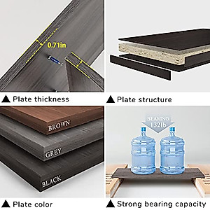 EREFAS 3-Tier Corner Wood Bookcase Corner Shelf Stand Wall Corner Cabinet Storage Shelves Industrial Rack for Bedroom，Living Room and Office （Black）