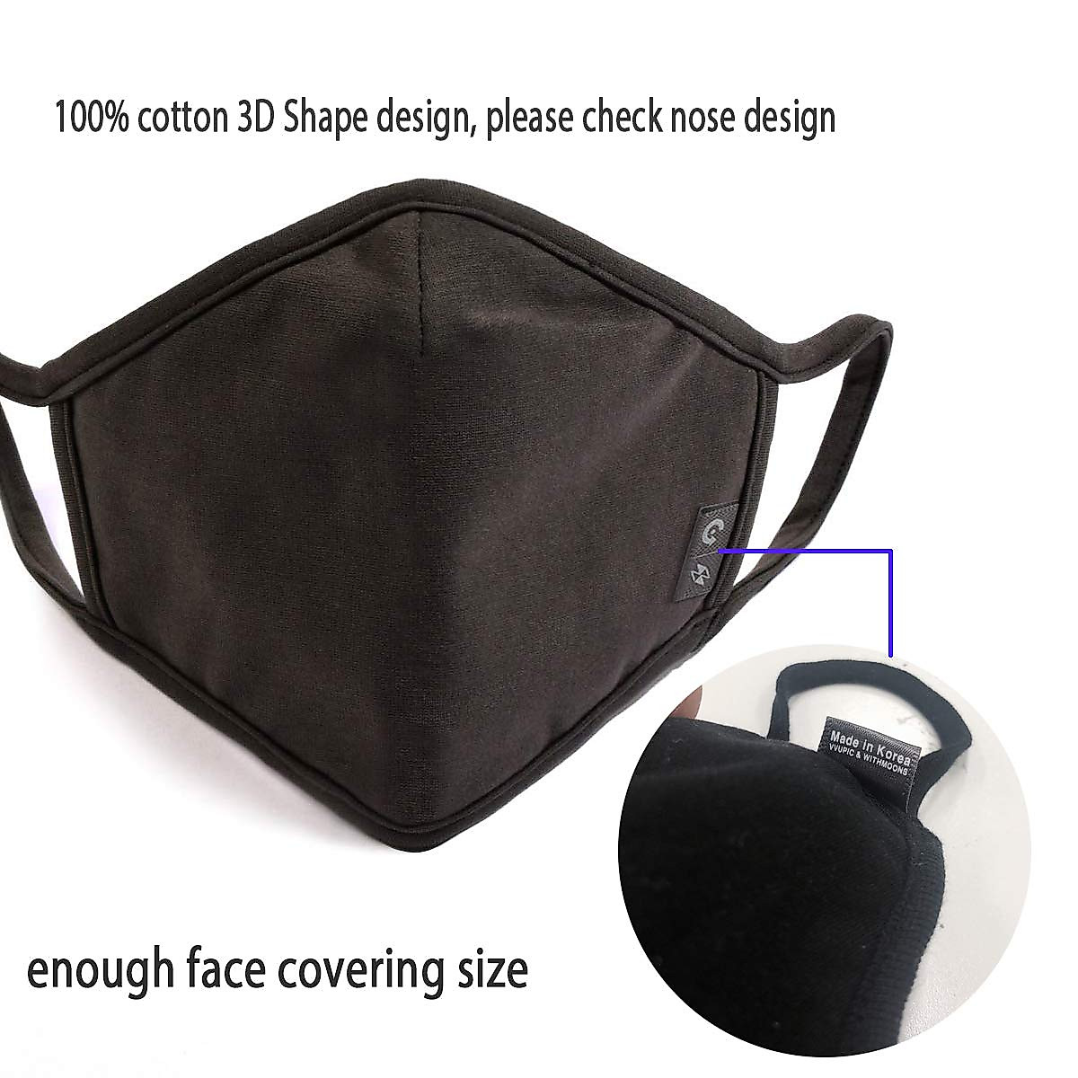 VVUPIC 6-Pack Unisex Washable Reusable Cover - Triple Layer Cover for Dust Particle & Droplet Protection - Dust Warm outdoor Cover Black - Ship From USA