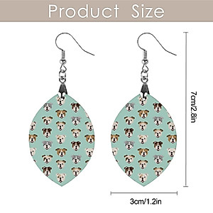 English Bulldog Dog Head Earrings Wooden Drop Pendant Design Jewelry for Women