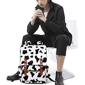 MCWTH Girls Backpack College Bookbag, School Bag 15.6 inch Laptop Backpacks for Women (cow print)