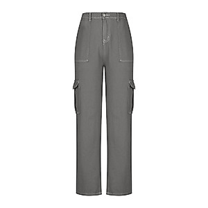 SMIDOW Baggy Cargo Pants for Women Relaxed Fit Low Rise Pants Streetwear Stretchy Wide Leg Combat Military Trousers