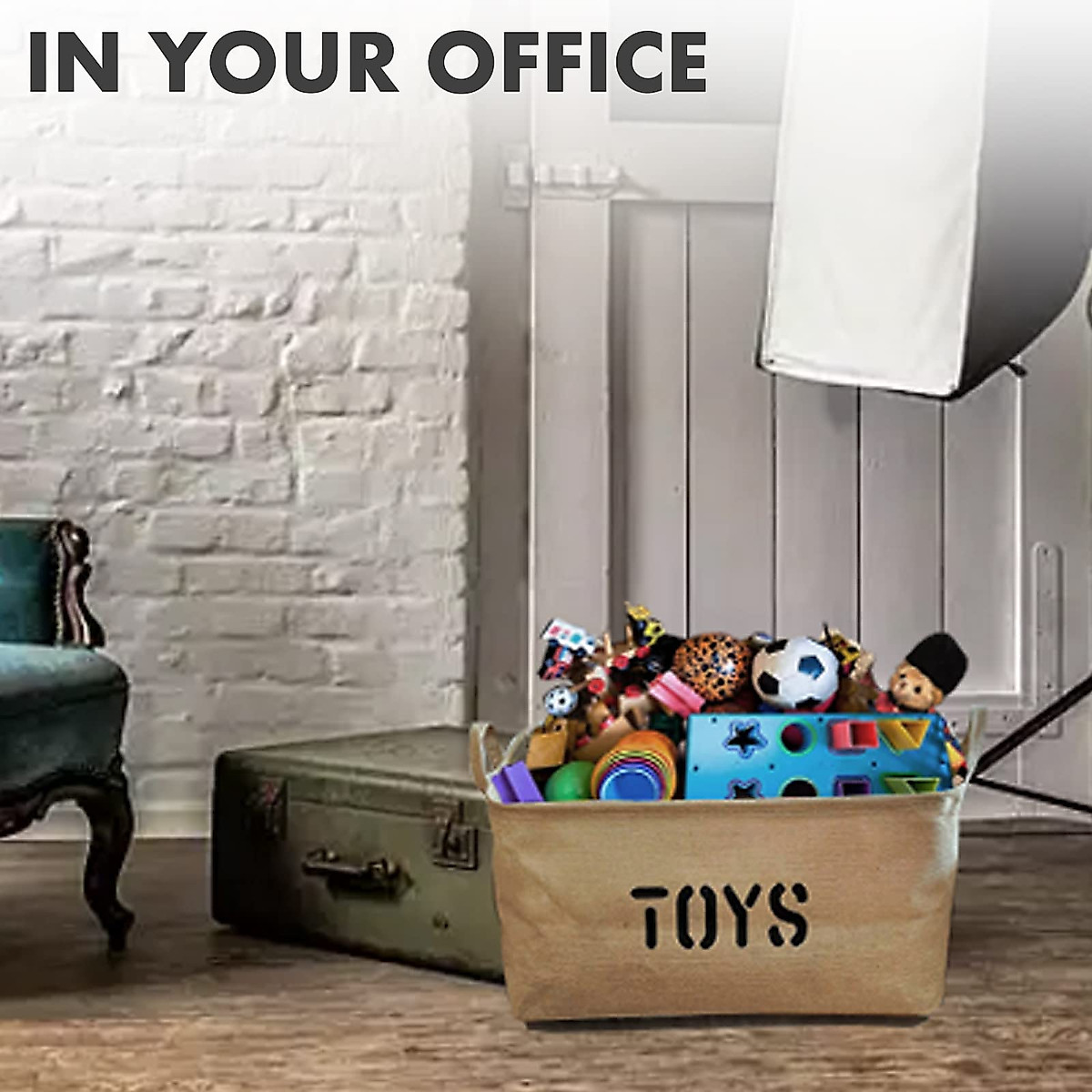 Youdepot Toy Storage Organizer Toy Box Toy Bin Jute Toy Storage Collapsible Sturdy Storage Bins - for organizing Kids Toys, Baby Clothing, Children Books,Nursery, Playroom.