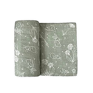 Leyl&Ari Muslin Swaddle Blanket (Sage/Bunny & Dandelion)