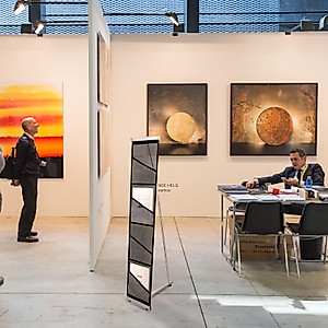 Thyle Magazine Display Rack 0.9ft x 4.6ft Mesh Brochure Display Holder Stand with 4 Pockets Portable Catalog Literature Display Rack for Tradeshows Retail Stores Vendor Events Businesses (Black)