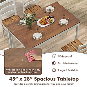 Giantex Dining Table Set for 4, Dining Room Table Set for 4, Breakfast Nook with Kitchen Table, 4 Dining Chairs, Compact Space-Saving Dinette Set for Small Space, Kitchen Table Chairs Set of 4 (Brown)