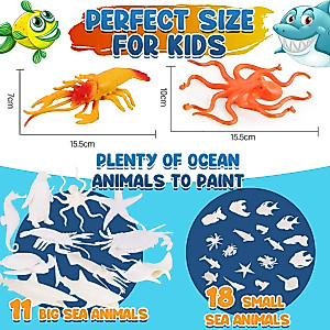 FUNZBO Shark Fish Toys Painting Kits for Kids Art Supplies, Sea Animal Sea Creatures Ocean Toys, Arts and Crafts for Kids Toddlers Boys Girls Ages 3-12