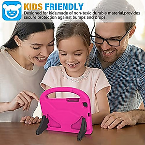 SUPLIK Kids Case for Samsung Galaxy Tab A 8.0 inch 2019 ONLY(SM-T290/T295), Galaxy Tab A 8.0 2019 Case with Screen Protector, Durable Shockproof Handle Stand Protective Cover, Pink