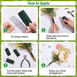 3 Pack 110 Yards Green Floral Wire 22 Gauge Christmas Wire Wreath Wire with Wire Cutter, PAXCOO Flexible Craft Paddle Wire Florist Wire for Wreaths Making, Crafts and Floral Flower Arrangements