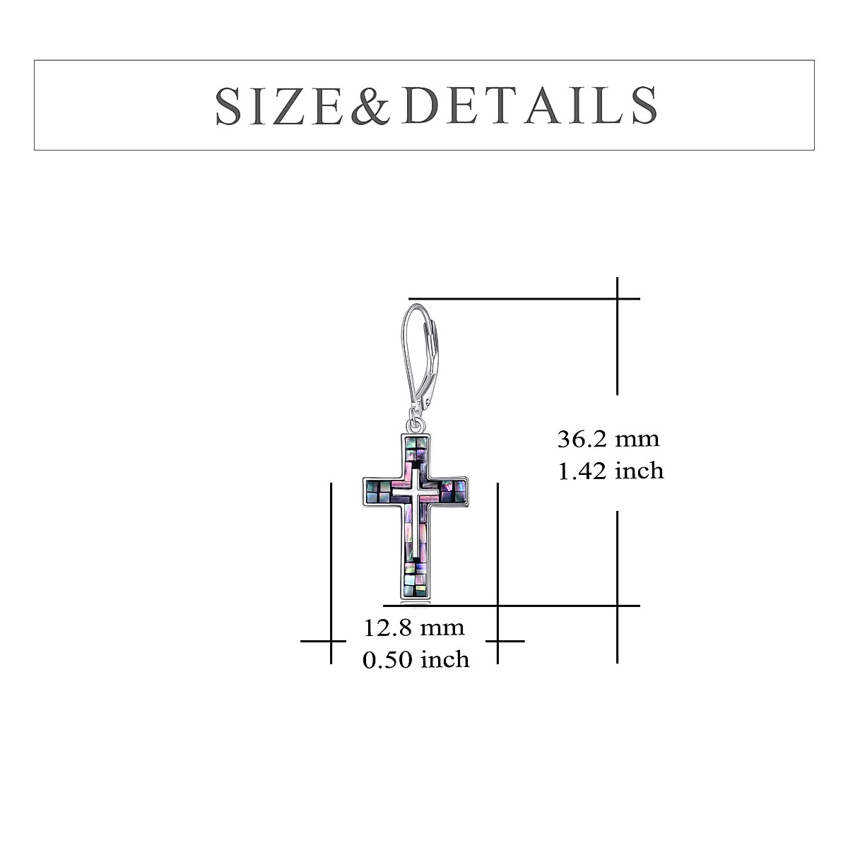 YFN Cross Earrings Sterling Silver Abalone Shell Cross Earrings Dangle Drop Earrings Jewelry Gifts for Women