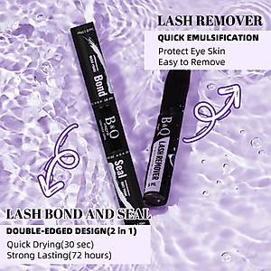 B&Q Lash Extension Kit 192 PCS Eyelash Extension Kit D Curl Lash Clusters Kit Wispy Individual Lash Kit DIY Lash Extension Kit with Lash Glue and Remover Applications (B05+B06, Kit)