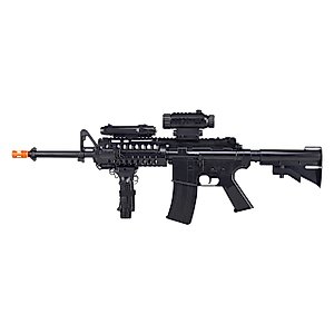 Fire Power SOFT AIR USA F4D AEG Electric Airsoft Rifle with Flashlight and Laser, Black, 200 FPS