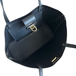 Michael Kors Women's Manhattan Smooth Leather Shoulder Tote Bag Black/Gold