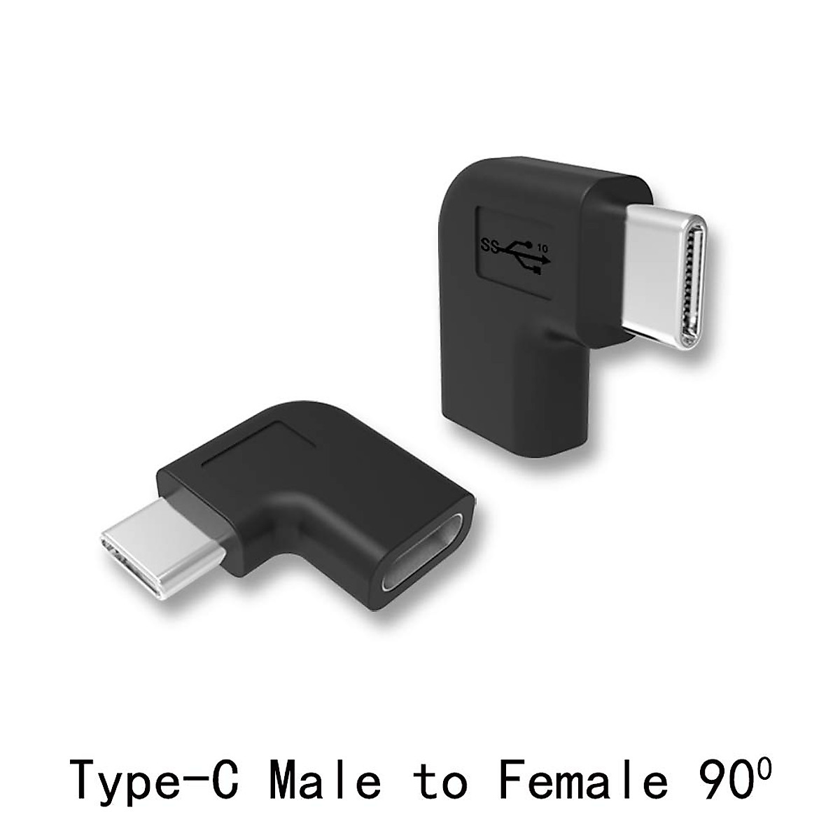 rgzhihuifz Type-C Right Angle Adapter,Type-C Male to Type-C Female Adapter， 2-Pack，90 Degree Type C Adapter,Right & Left Angled 90 Degree Type-C Extension Adapter for Laptop & Tablet & Mobile Phone
